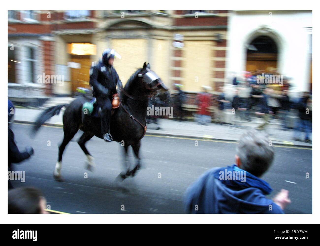 London Mayday Demonstrations May 2001Police and horses in riot gear ...