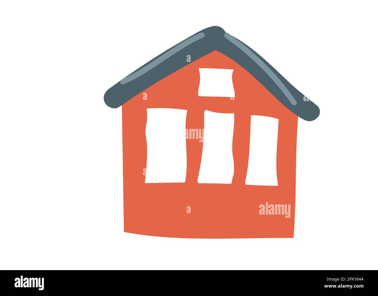 house red color hand drawing cartoon. doodle vector illustration ...