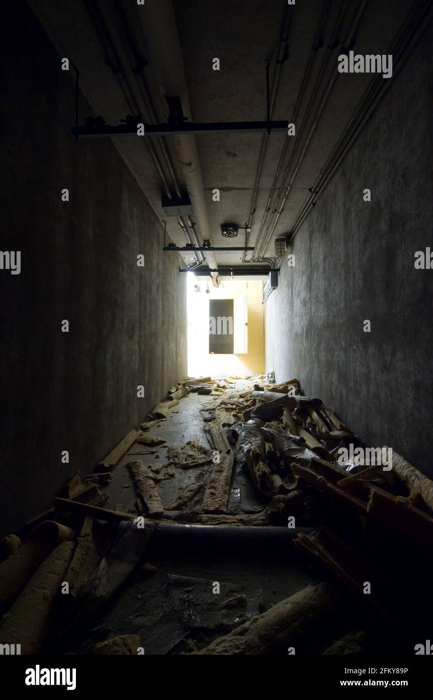Interior of an abandoned decaying insane asylum Stock Photo - Alamy