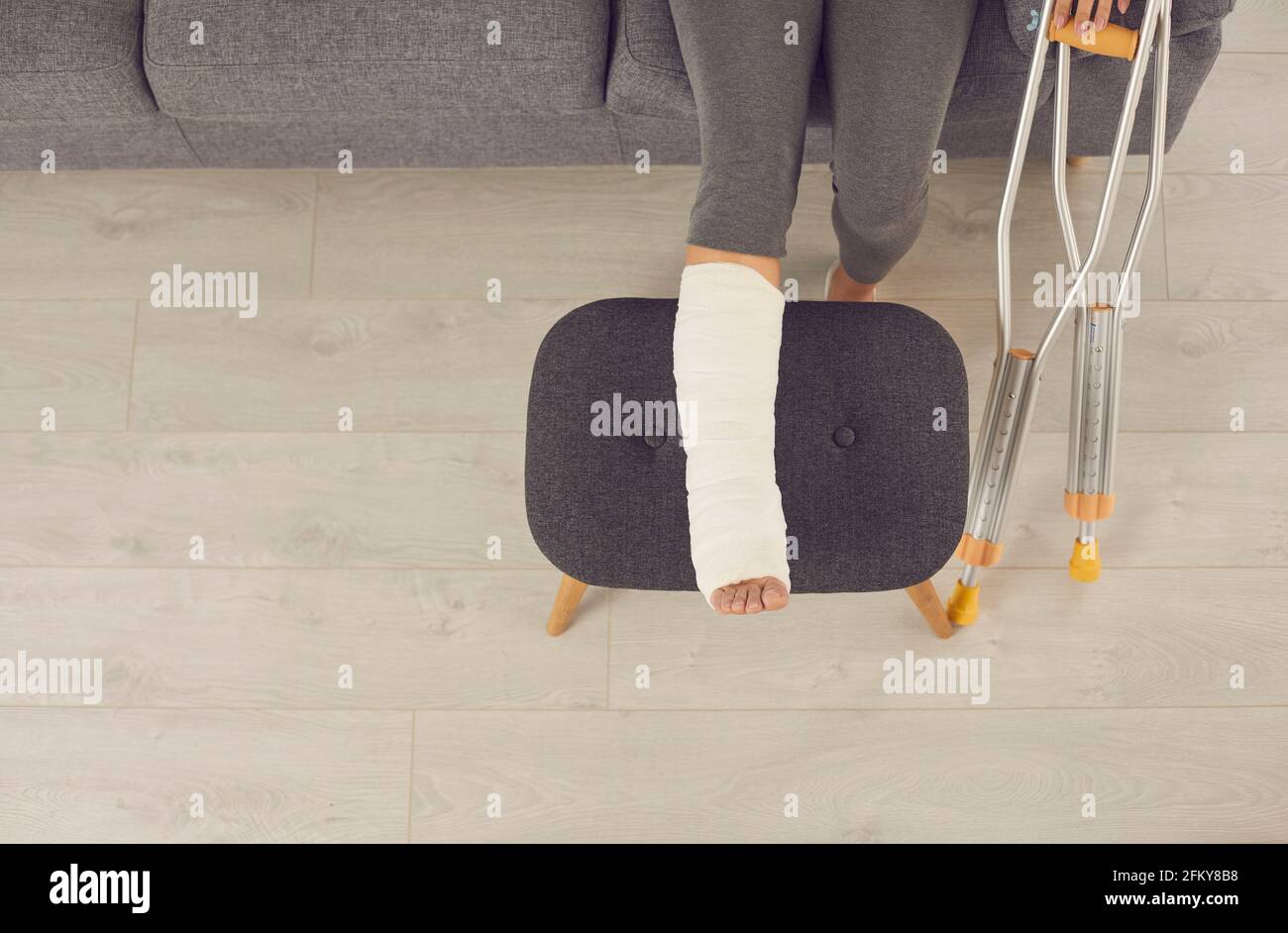 Woman Leg Cast Crutches In High Resolution Stock Photography and Images ...