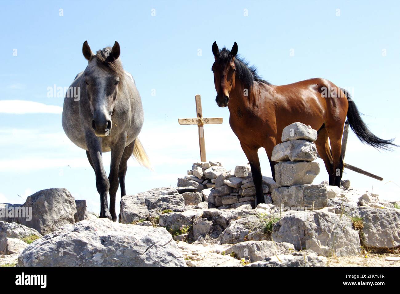 Wooden christian cross standing hi-res stock photography and images - Alamy