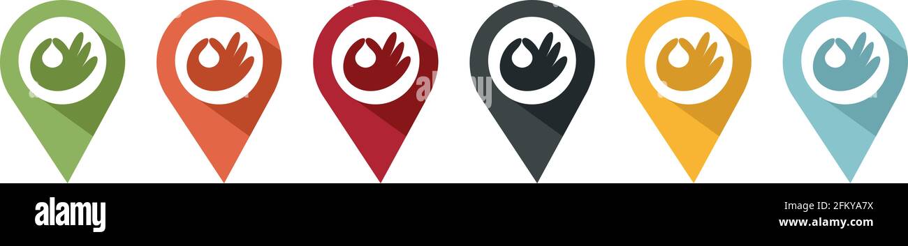 Coloured pin shaped icons of hand signs to say OK Stock Vector Image ...