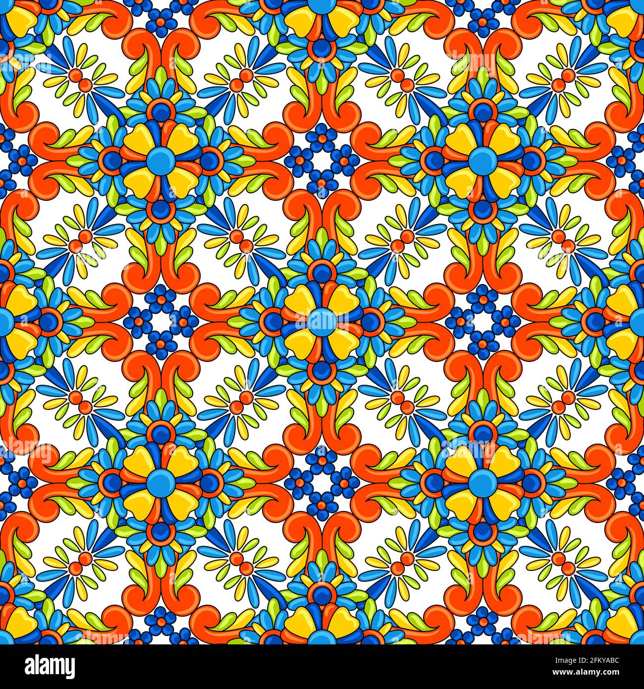 Mexican talavera ceramic tile seamless pattern. Decoration with ...