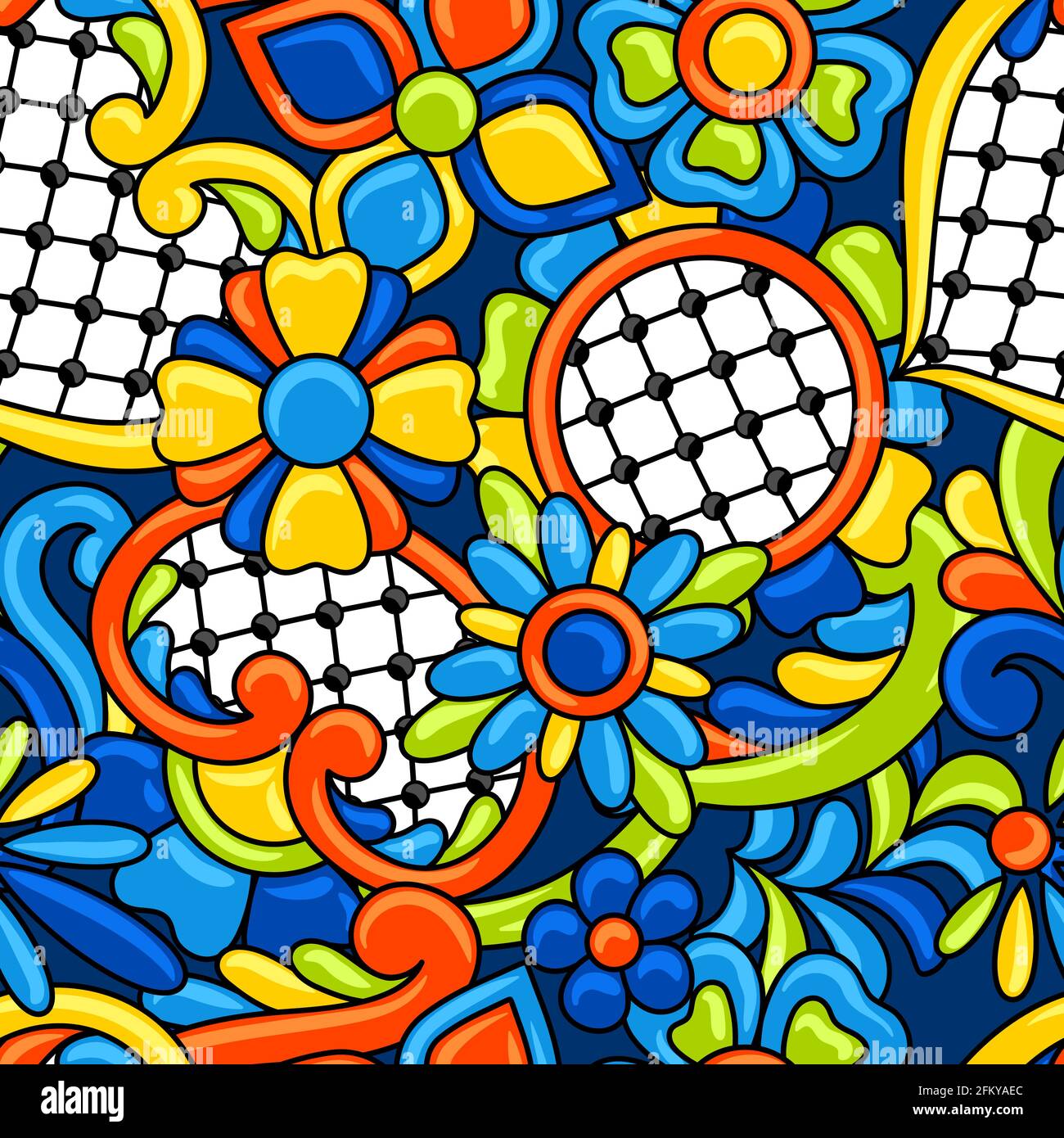Mexican talavera seamless pattern. Decorative background with ...