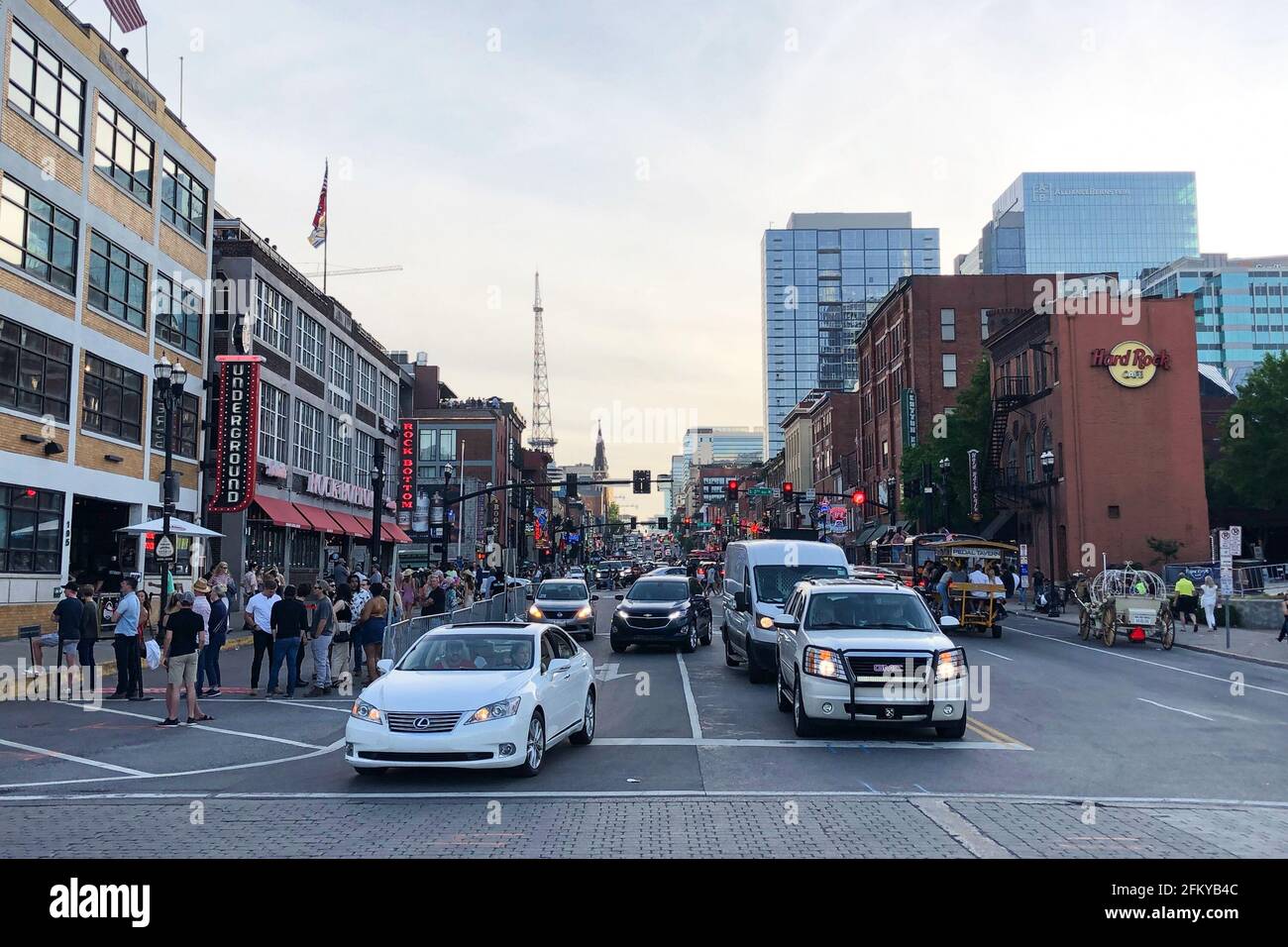 The Lower Broadway area in downtown Nashville is seen on May 1, 2021 ...