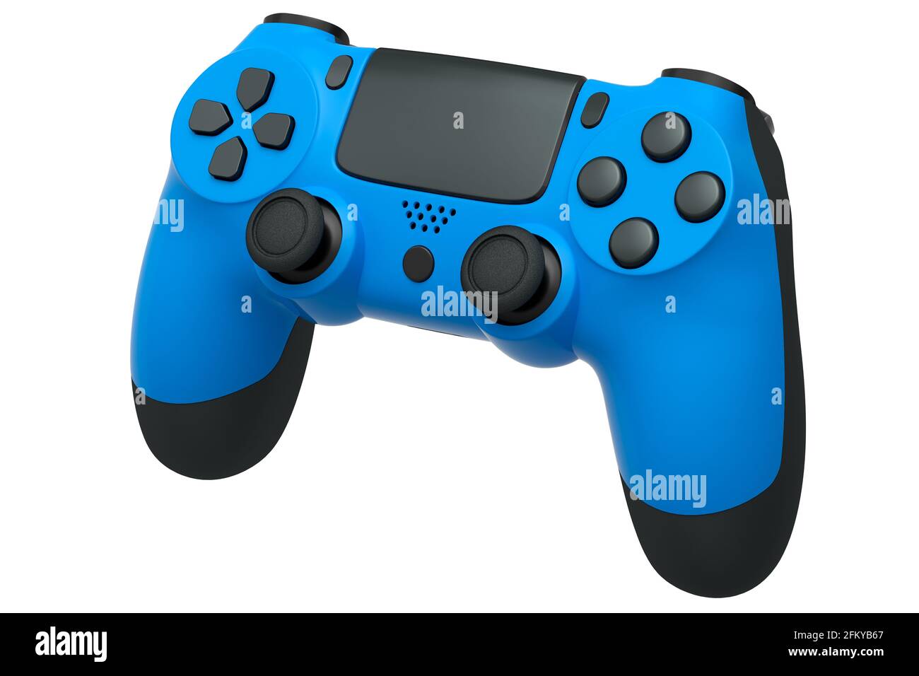 Realistic blue video game joystick on white background Stock Photo - Alamy