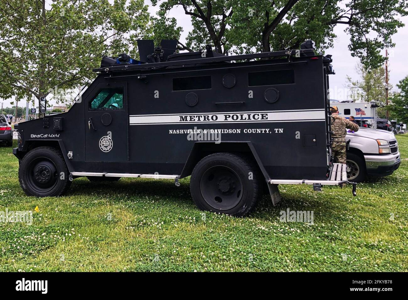 A Metropolitan Nashville Police Department Bearcat 4x4 vehicle is seen ...