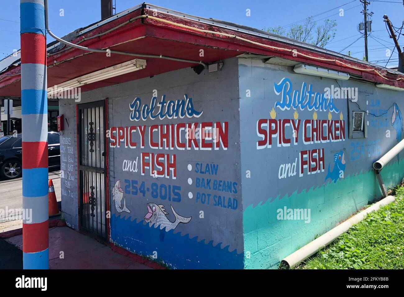 Bolton's Spicy Chicken and Fish is seen on Main Street in on April 30 ...