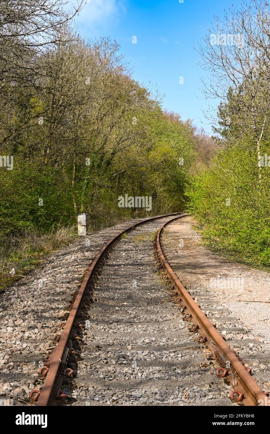 Single track branch line of a railway through a rural area. No people ...