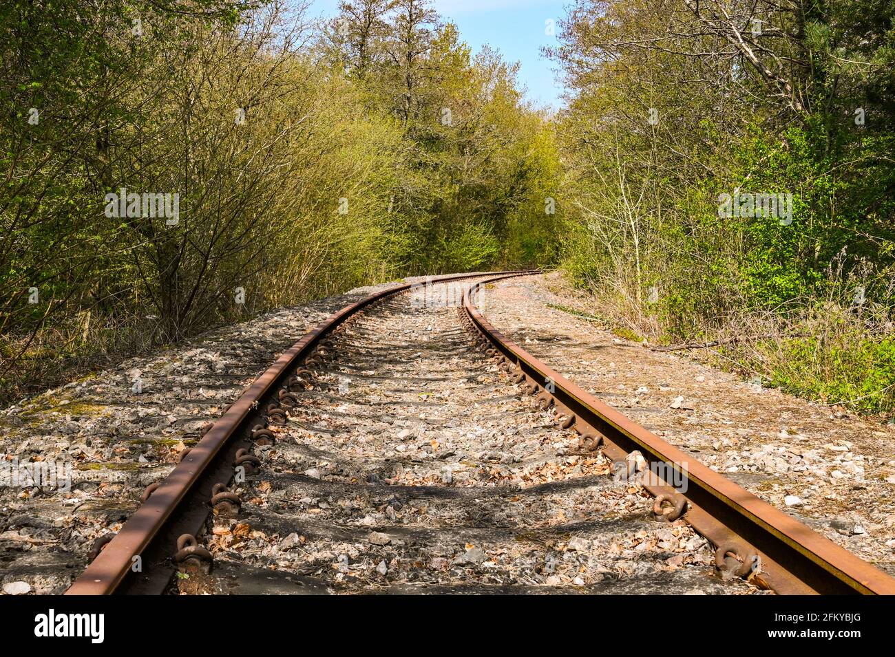Single track branch line of a railway through a rural area. No people ...