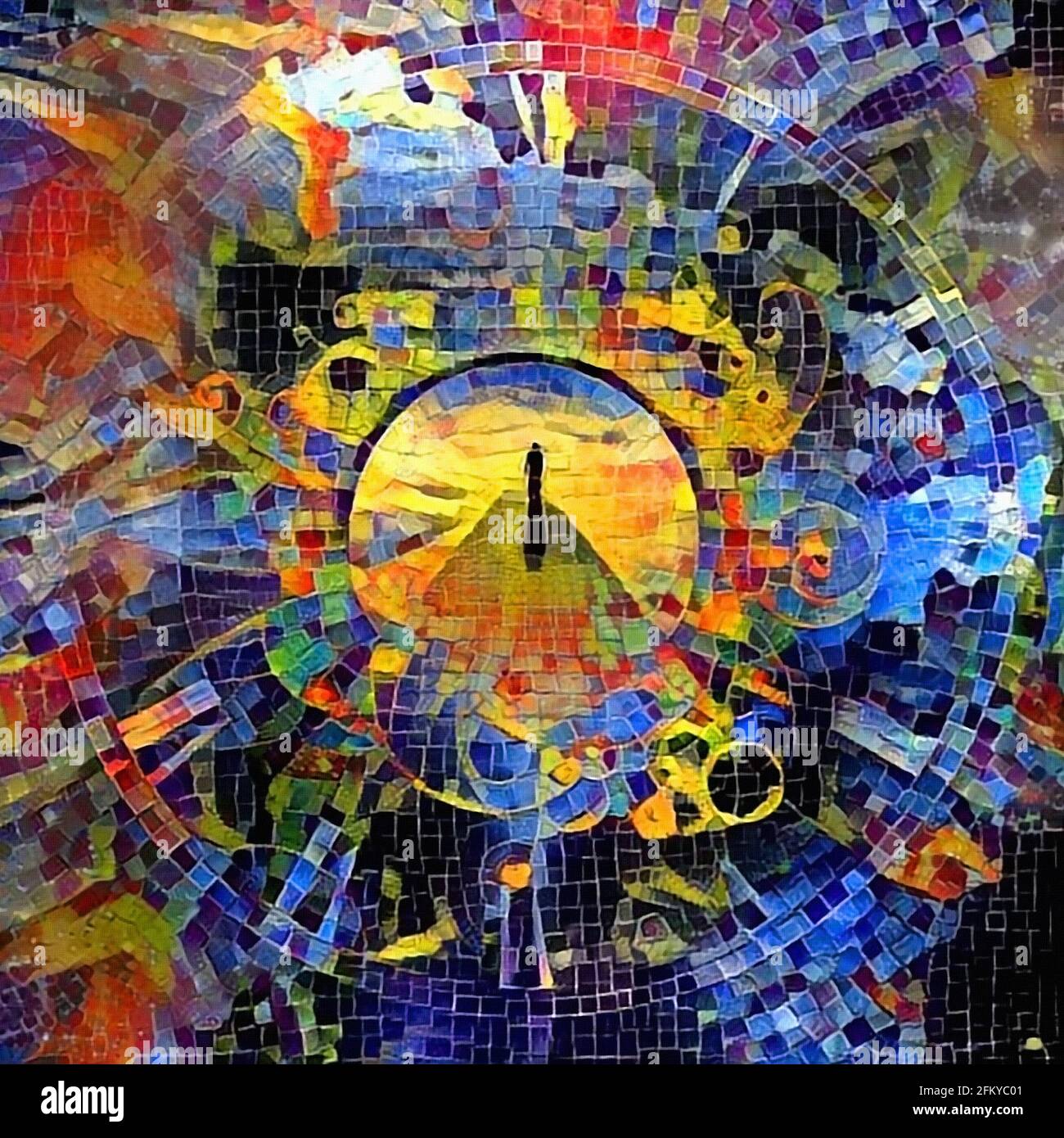 Human silhouette walks on stone path to eternity. 3D rendering Stock ...