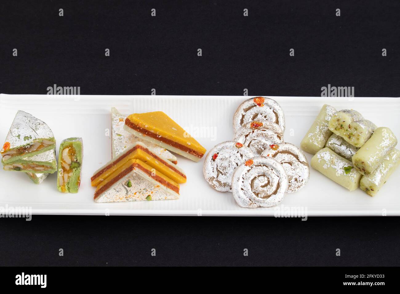 Mixed Variety Of Cashew Nuts Indian Mithai Kaju Gulkand Kaju Diamond ...