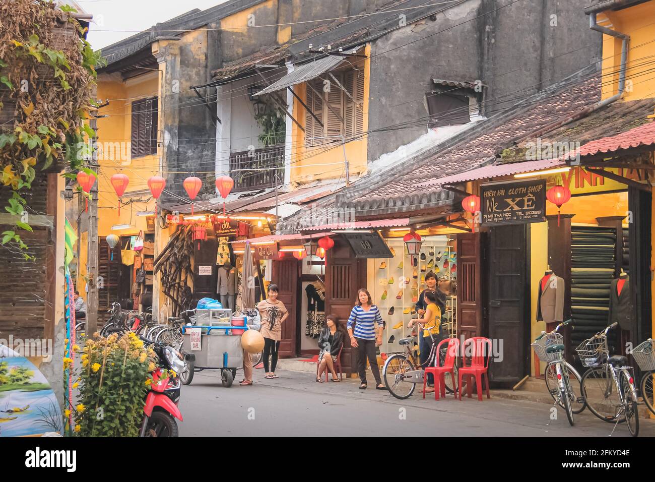 Hoi An, Vietnam - March 5 2019: Vibrant, colourful yellow traditional ...