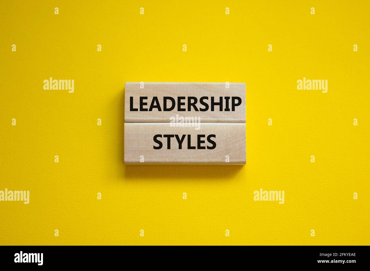 Leadership styles symbol. Wooden blocks with words 'Leadership styles ...