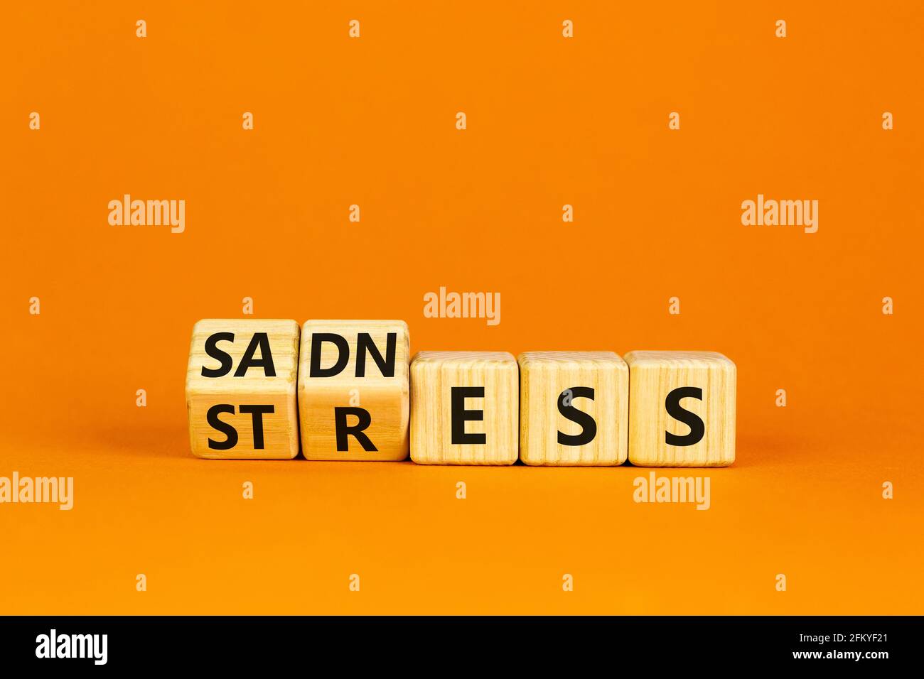 Sadness and stress symbol. Turned cubes and changed the word 'stress ...