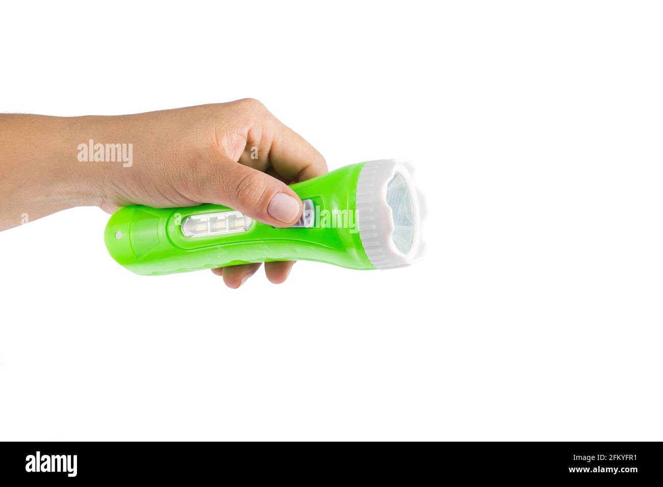 Handheld portable electric light flashlight - White background Stock ...
