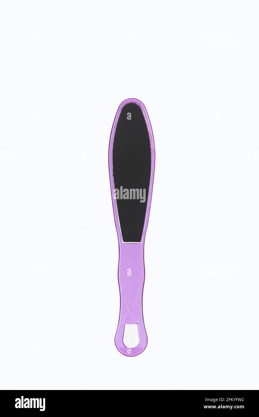 Foot pedicure file with plastic handle - White background Stock Photo ...