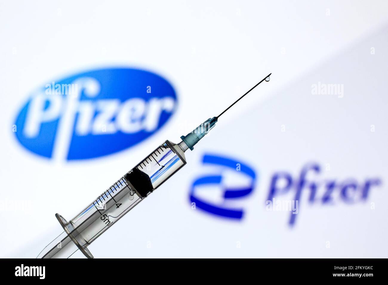 In this Photo illustration , a close up of a syringe in front of the ...