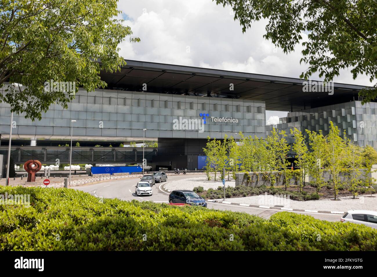 Telefónica's new logo, unveiled on April 23, 2021, is visible at the ...