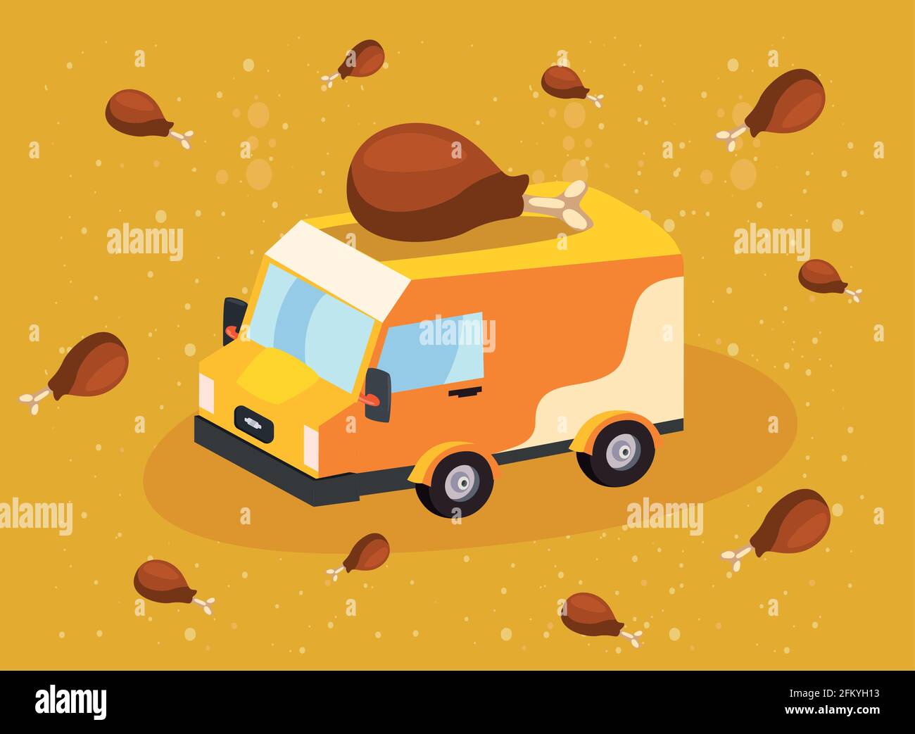 Isometric chicken food truck vehicle Stock Vector Image & Art - Alamy