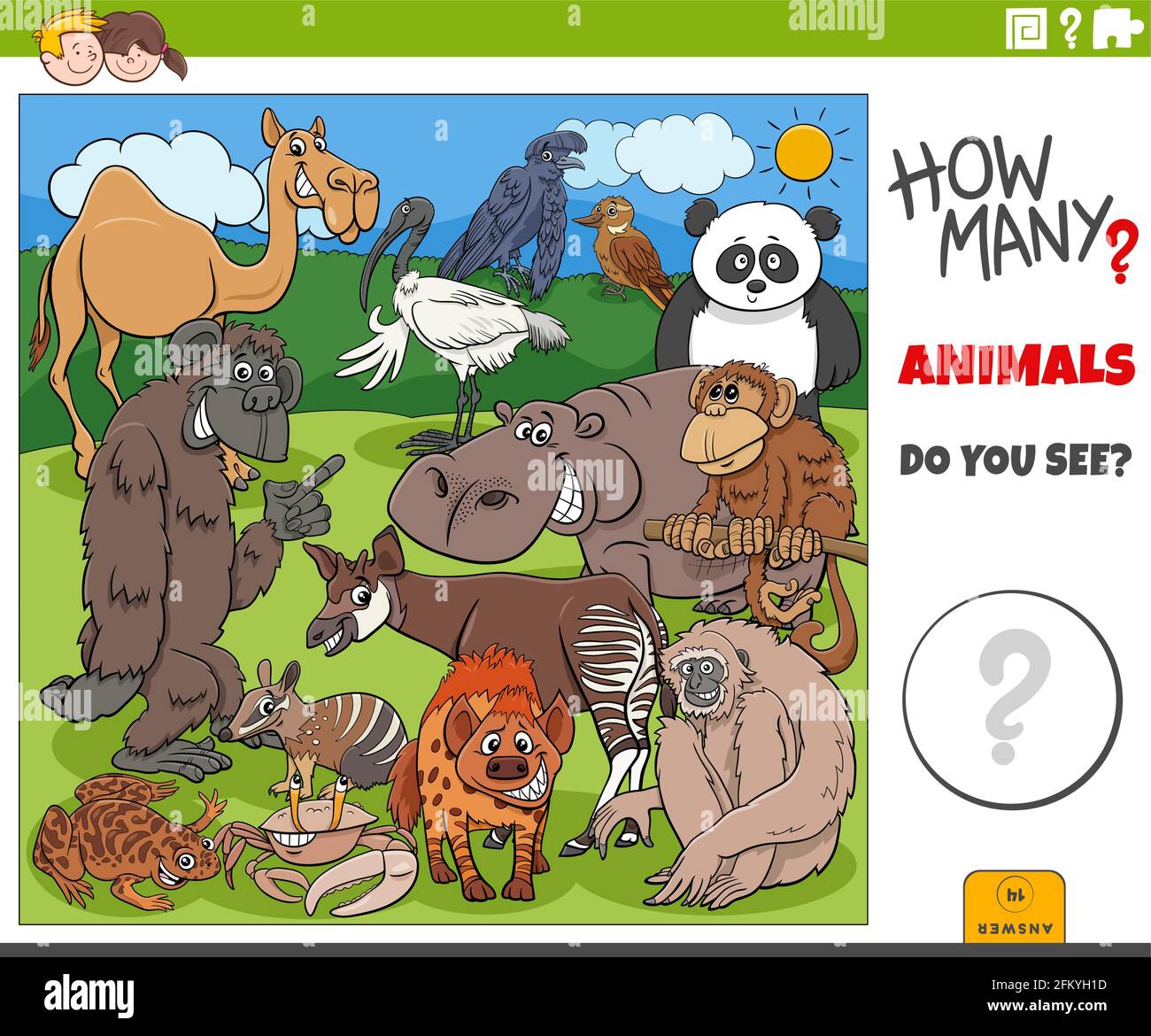 Illustration of educational counting task for children with cartoon ...