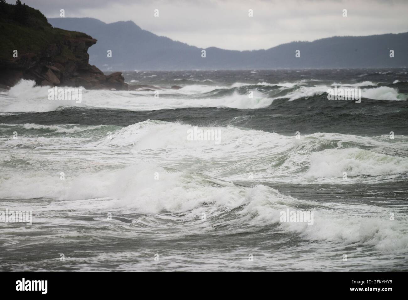 Breaking waves during heavy winds along the coast of the Gulf of St ...