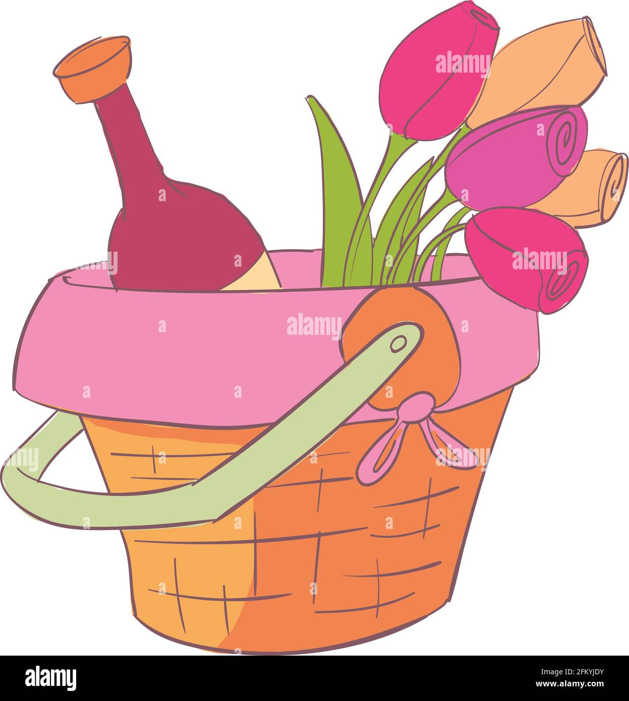 Summer basket icon. Cartoon and flat of Summer basket vector icon for ...