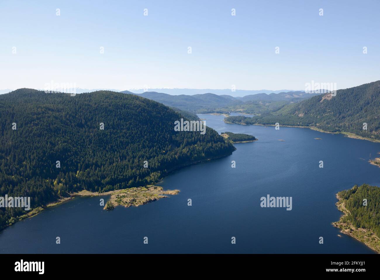 Aerial photograph of the Sooke Lake Reservoir, Vancouver Island ...
