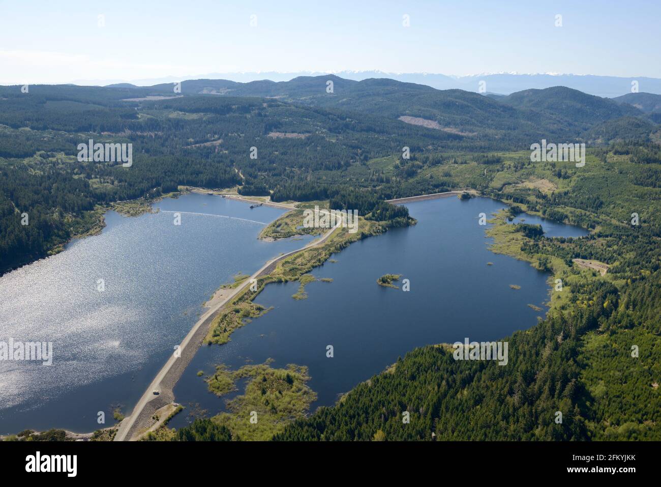 Aerial photograph of the Sooke Lake Reservoir, Vancouver Island ...