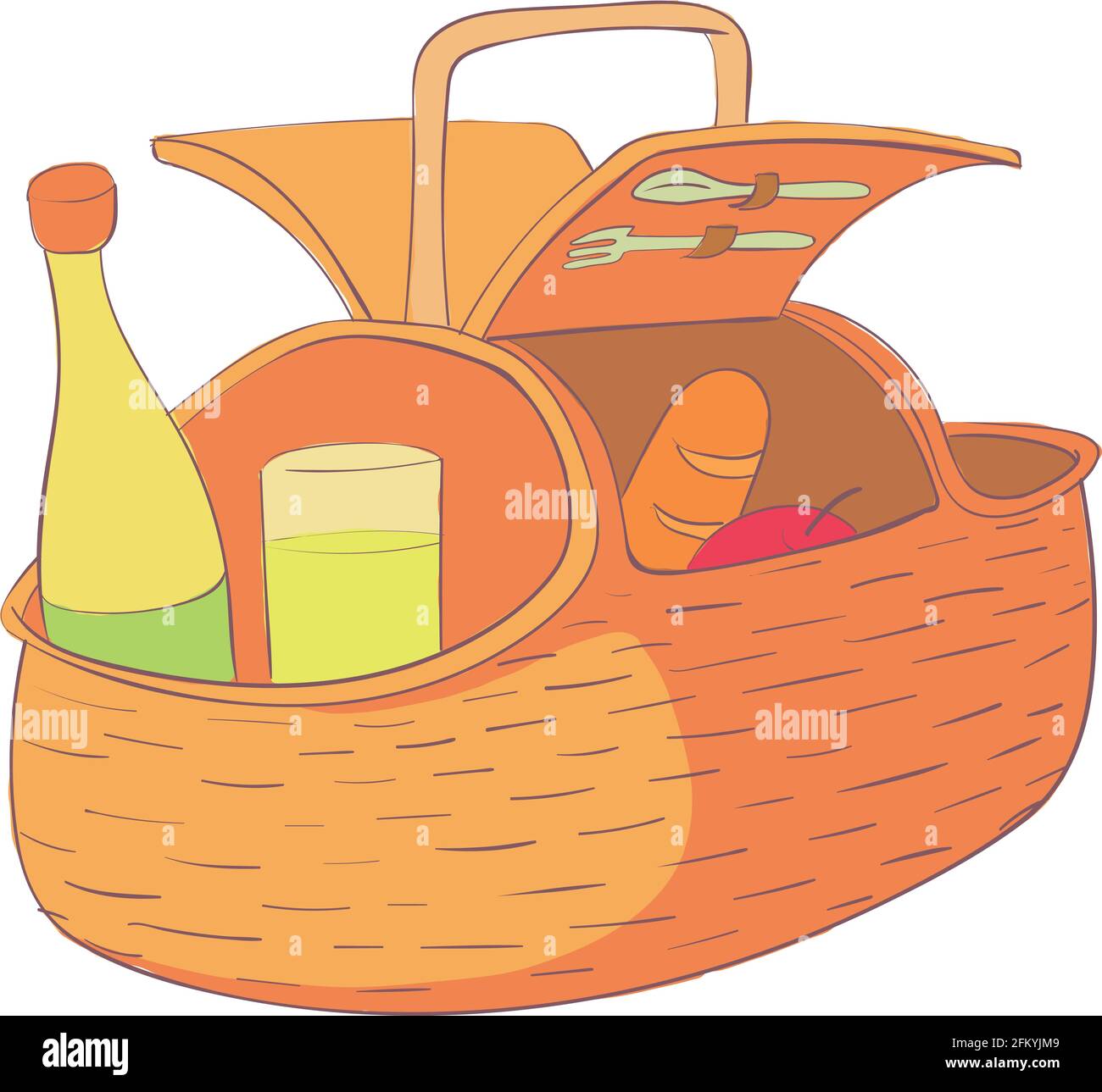 Picnic hamper icon. Cartoon and flat of Picnic hamper vector icon for ...