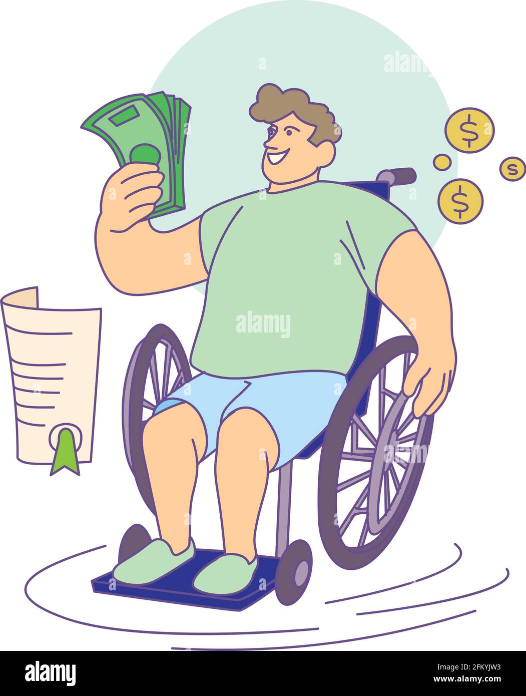 Disability compensation icon. Cartoon and flat of Disability ...