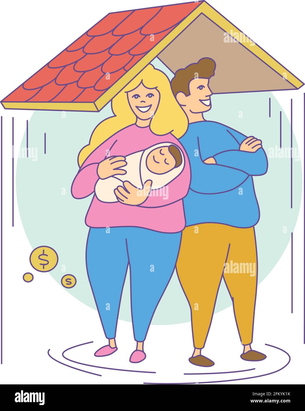 Family compensation icon. Cartoon and flat of Family compensation ...