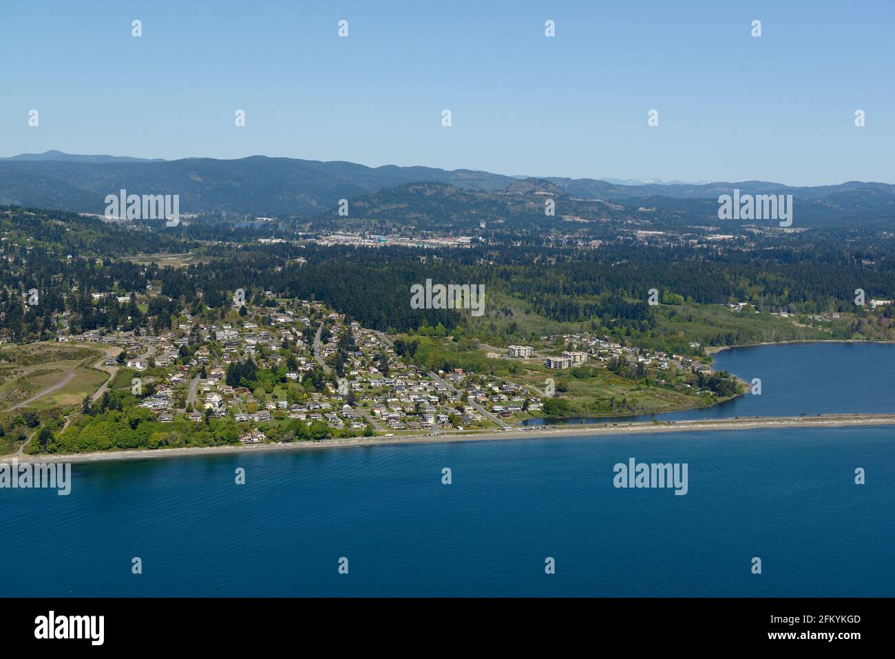 Aerial photograph of the Esquimalt Lagoon and Colwood. Royal Roads ...