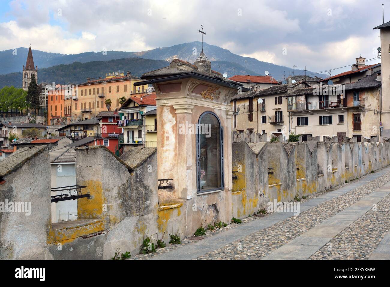 Dronero, Piedmont, Italy View of the old village in Val Maira ftom the ...