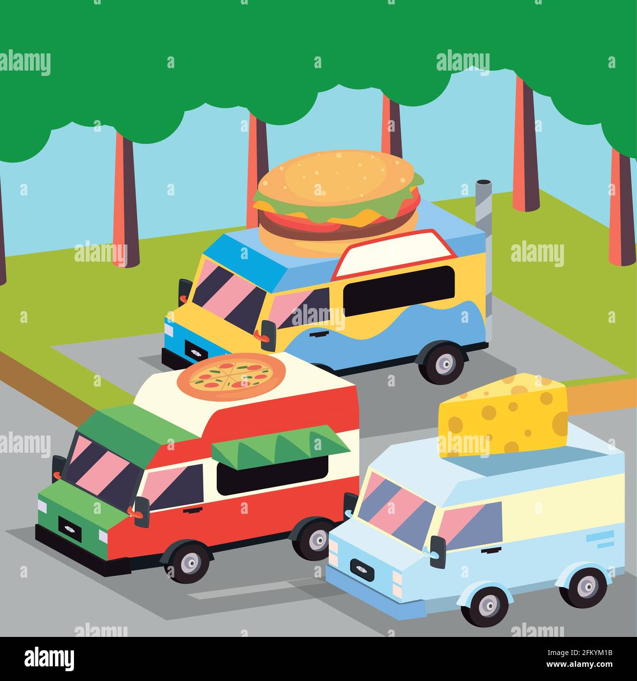 Isometric food trucks set outdoor Stock Vector Image & Art - Alamy