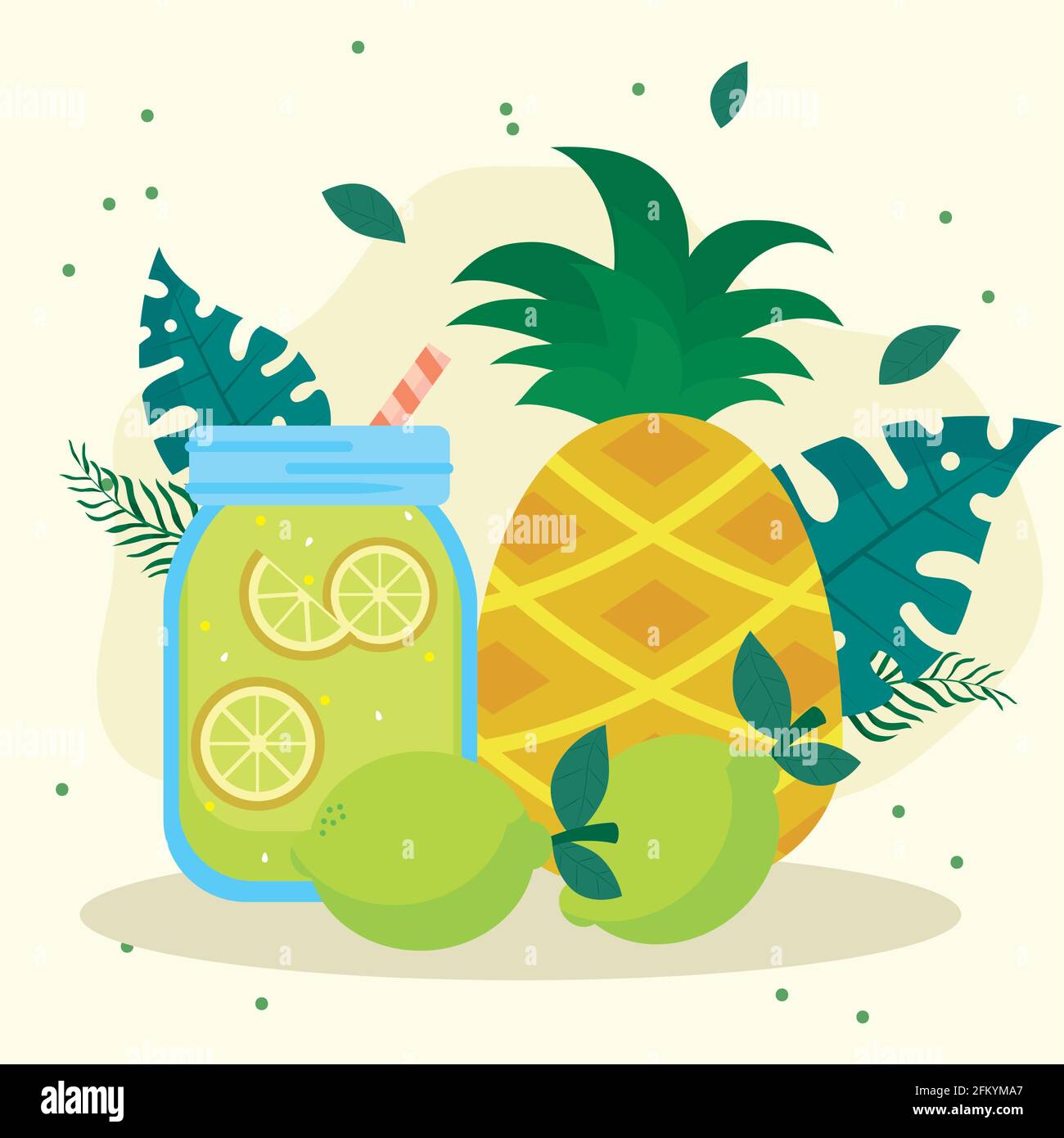 lemonade with pineapple and leaves Stock Vector Image & Art - Alamy
