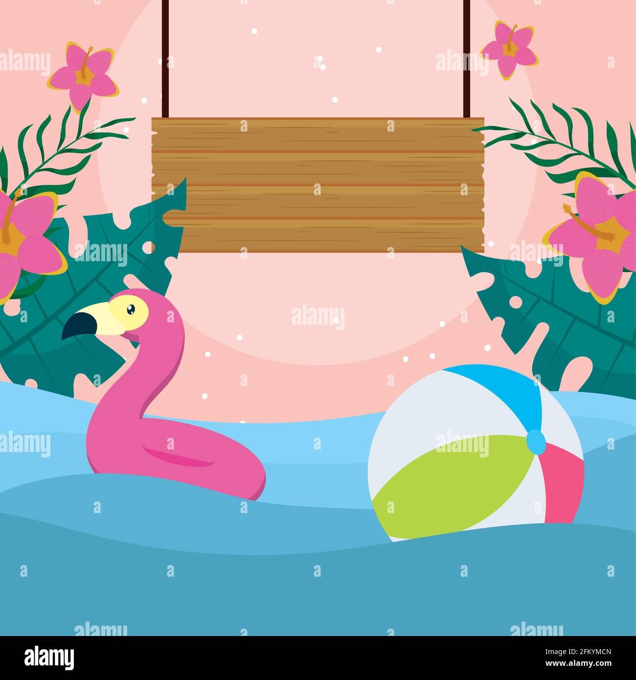 Summer flamingo float and ball at water Stock Vector Image & Art - Alamy
