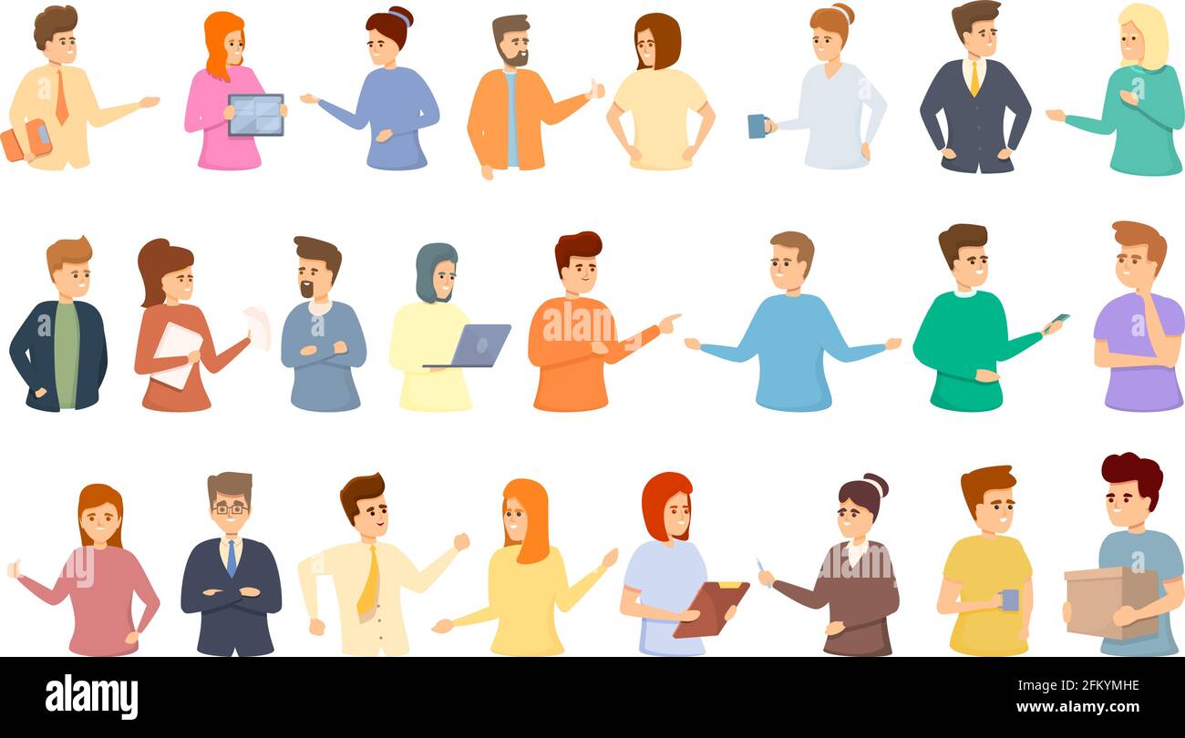 Colleague icons set. Cartoon set of colleague vector icons for web ...