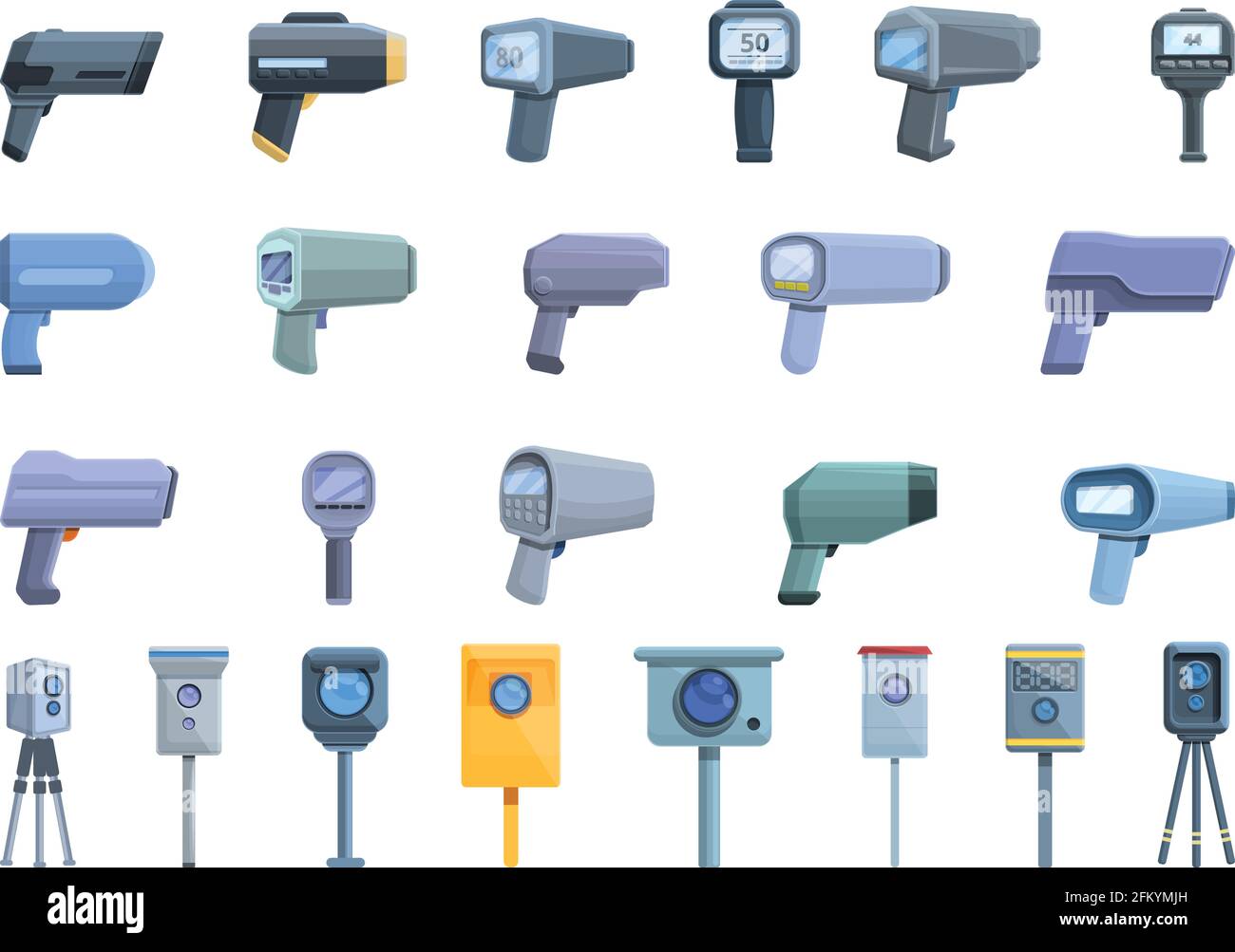 Speed radar icons set. Cartoon set of speed radar vector icons for web ...