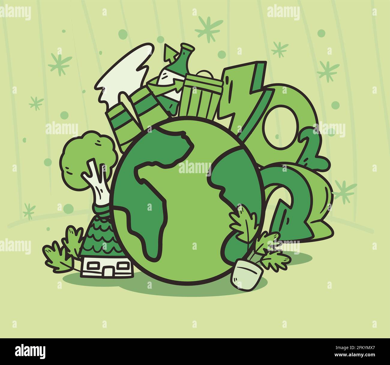 Ecology world with green icon set Stock Vector Image & Art - Alamy