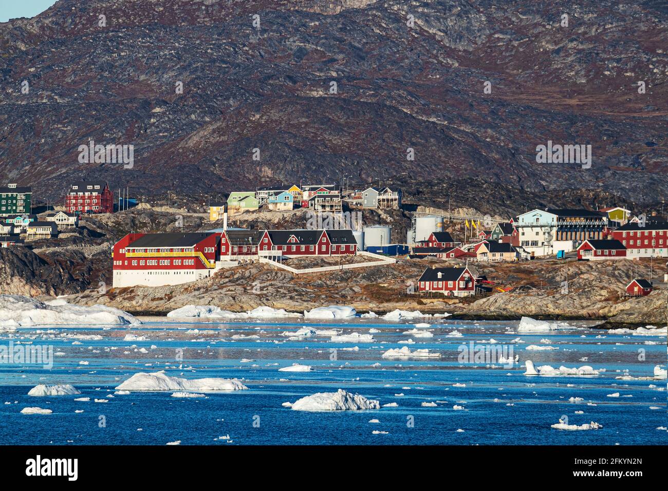 View from the outer bay of the third largest city in Greenland ...