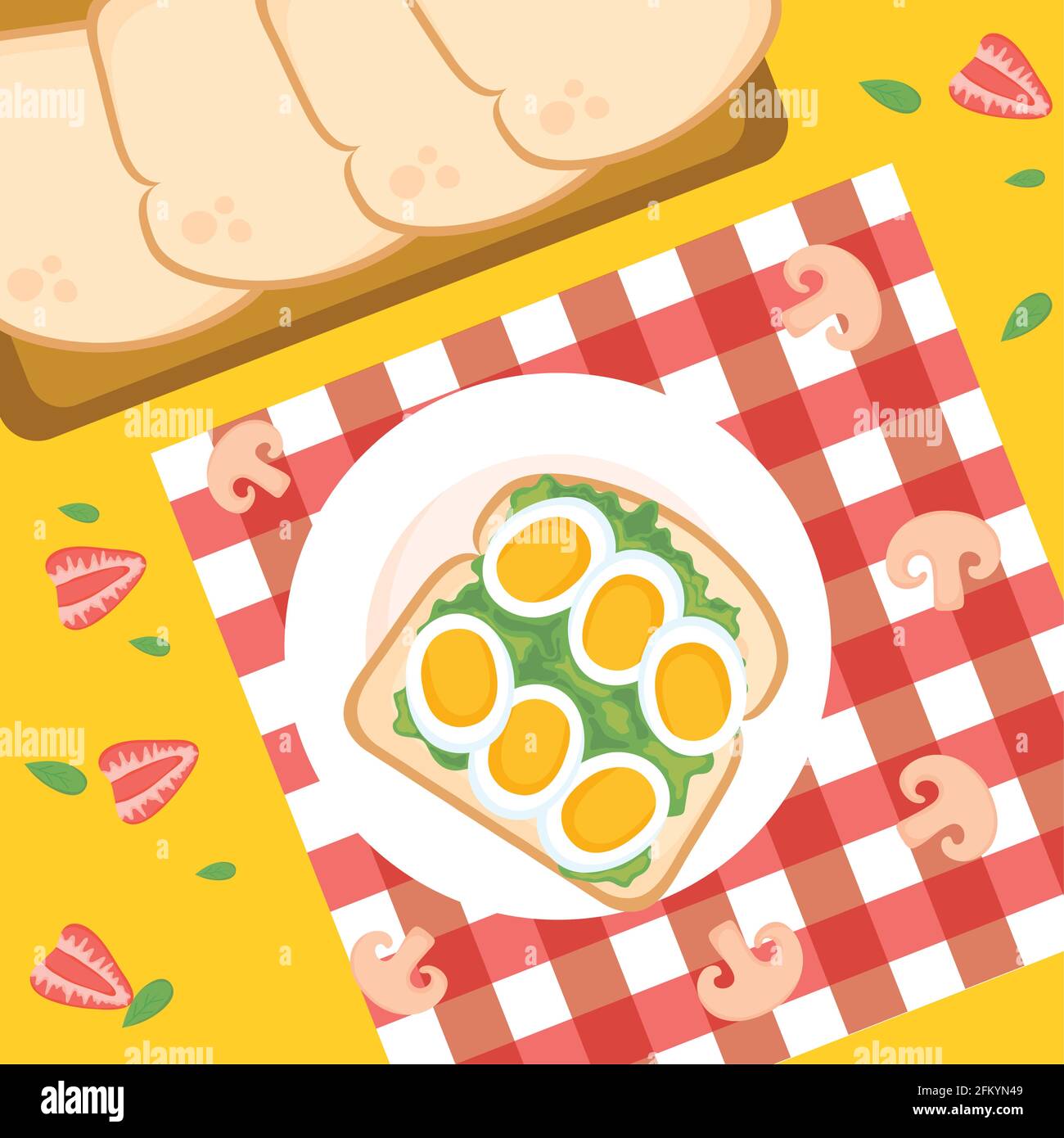 Breakfast toasts with eggs design Stock Vector Image & Art - Alamy