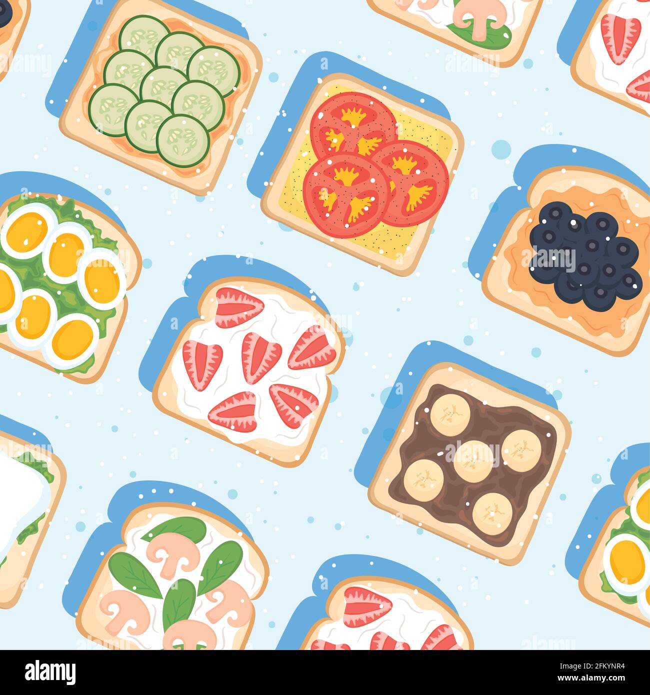 Breakfast toasts with ingredients background Stock Vector Image & Art ...
