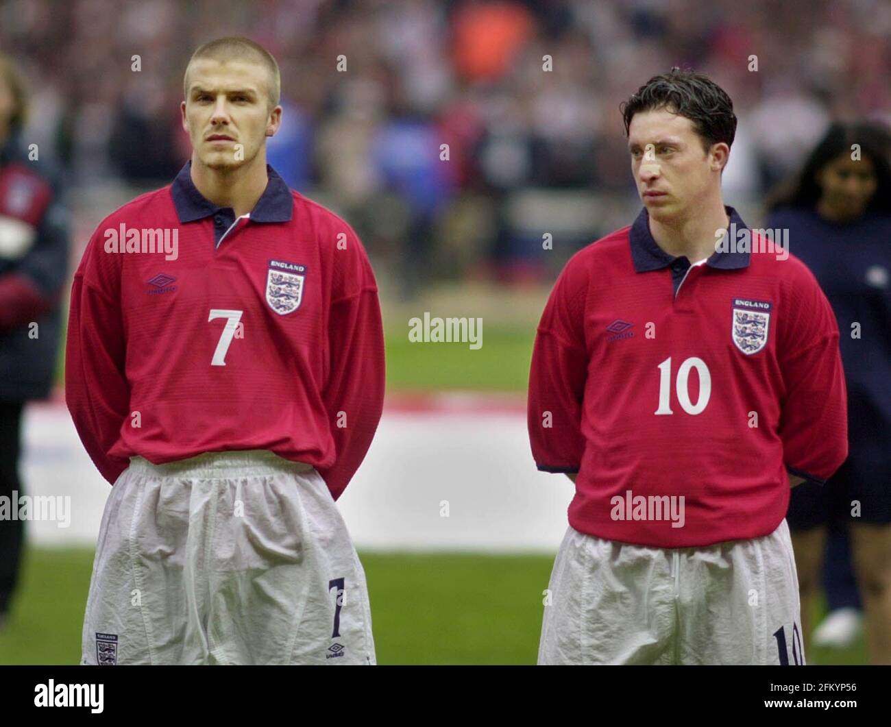 England v Ukraine Football May 2000 team mates David Beckham and Robbie ...