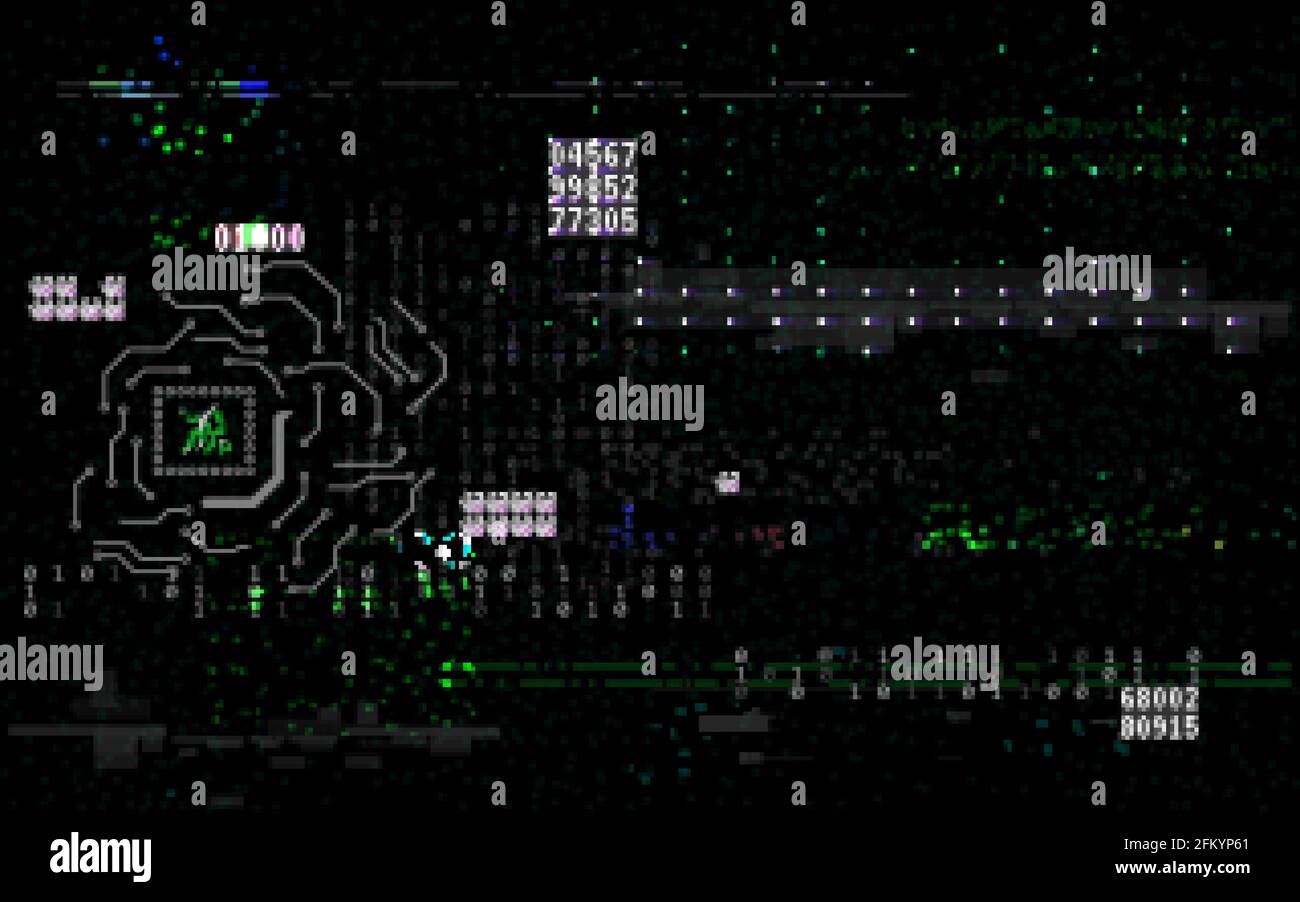 Glitch interface. Futuristic distortion with random elements. Distorted ...