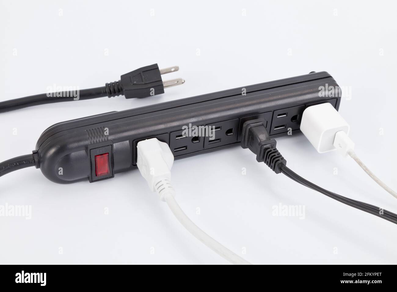 Black surge protector; photo on white background Stock Photo - Alamy