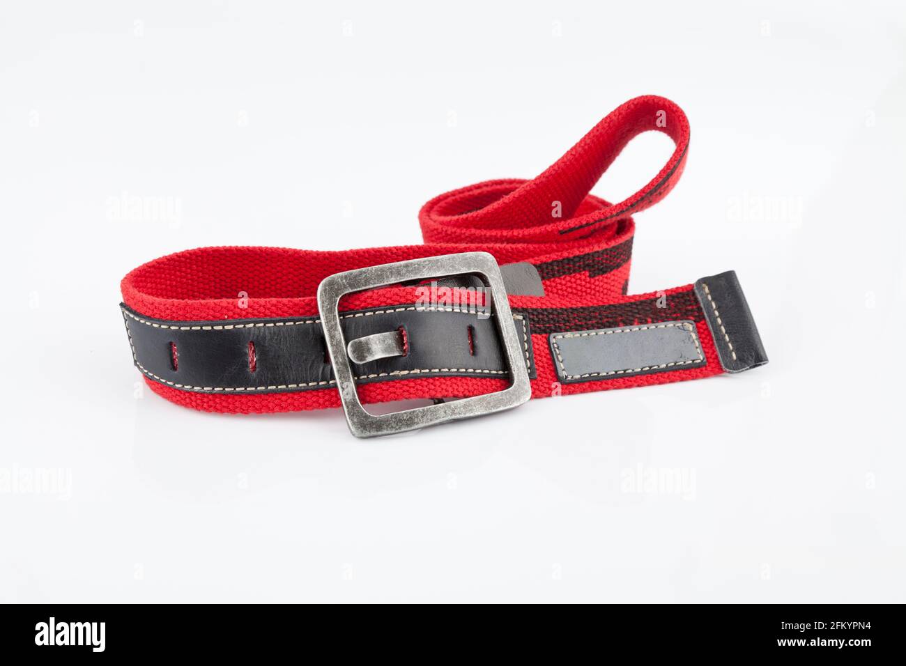 Men red belt on white background Stock Photo - Alamy