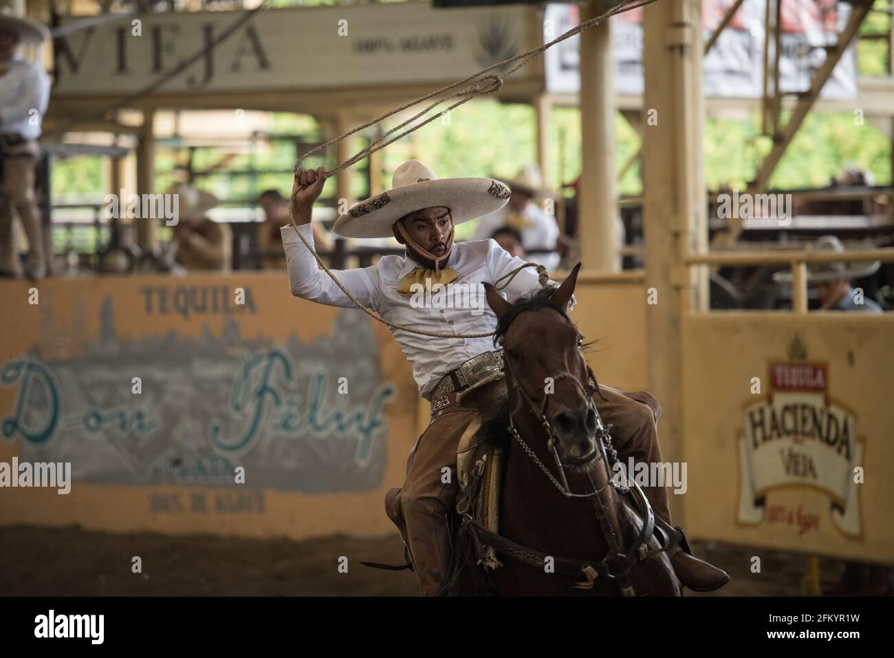 A charro showcases his skills in the thrilling bucking horse event at ...