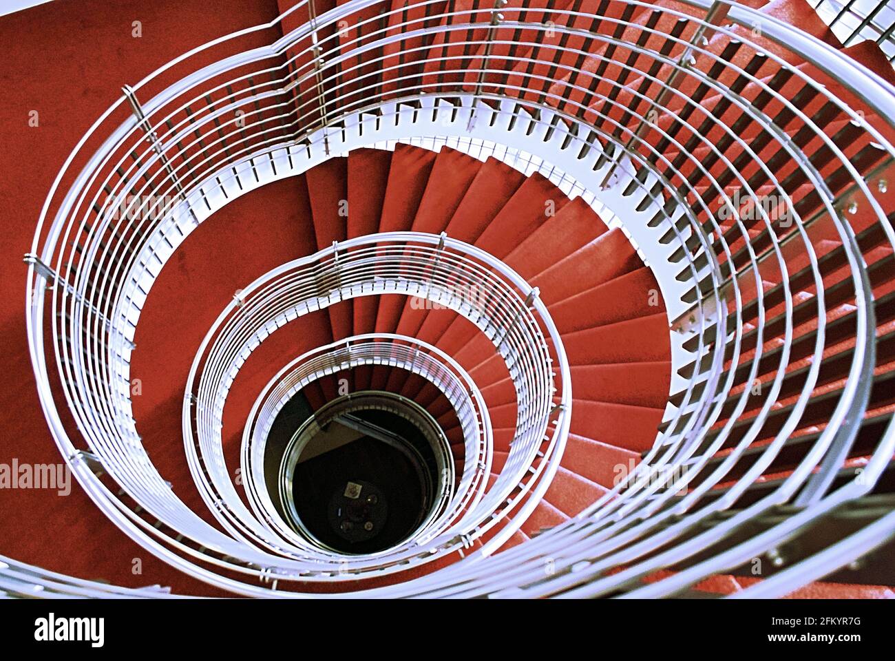 Top view of the winding stairs in a modern building Stock Photo - Alamy