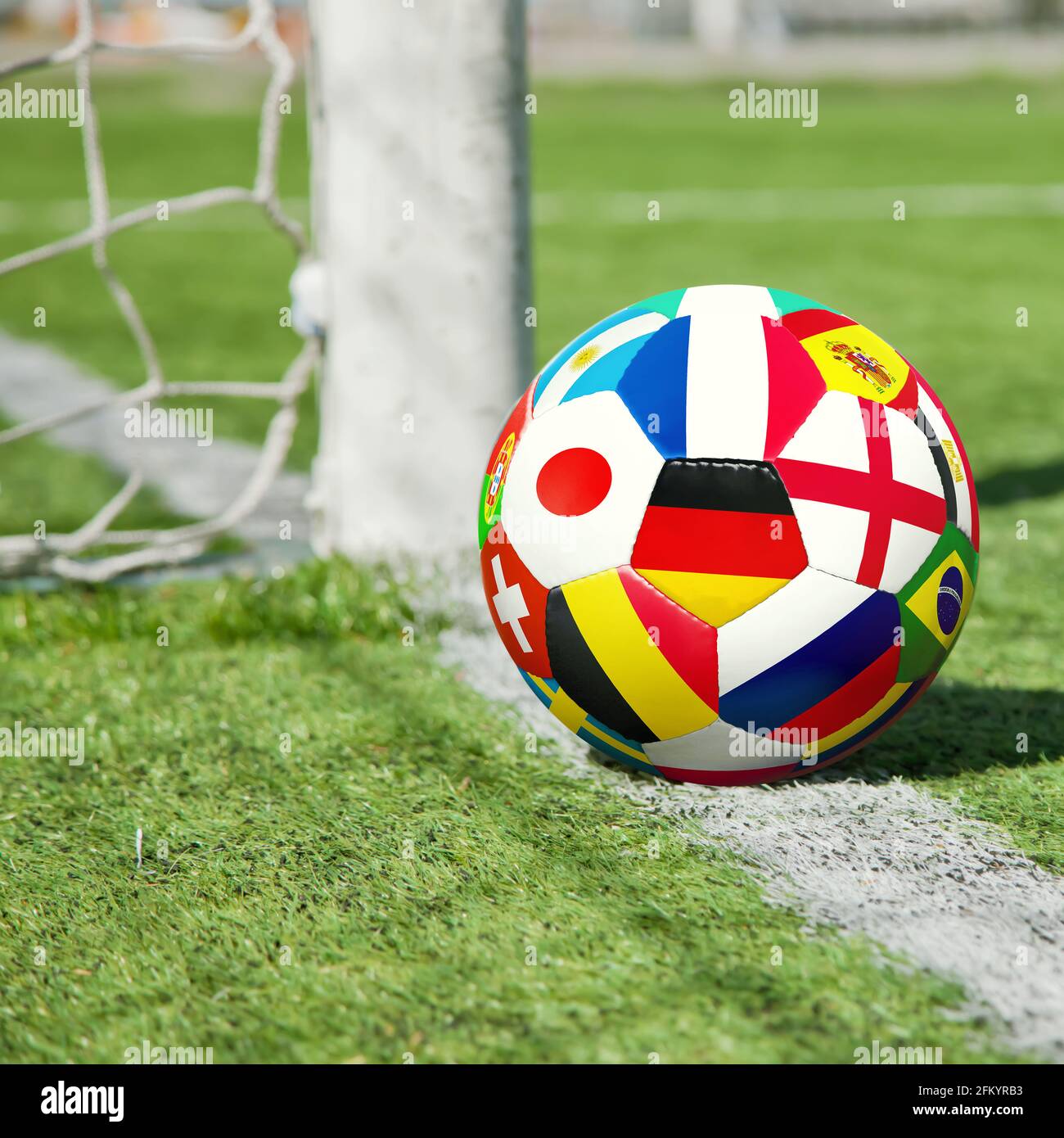 Traditional soccer game with a leather ball Stock Photo - Alamy